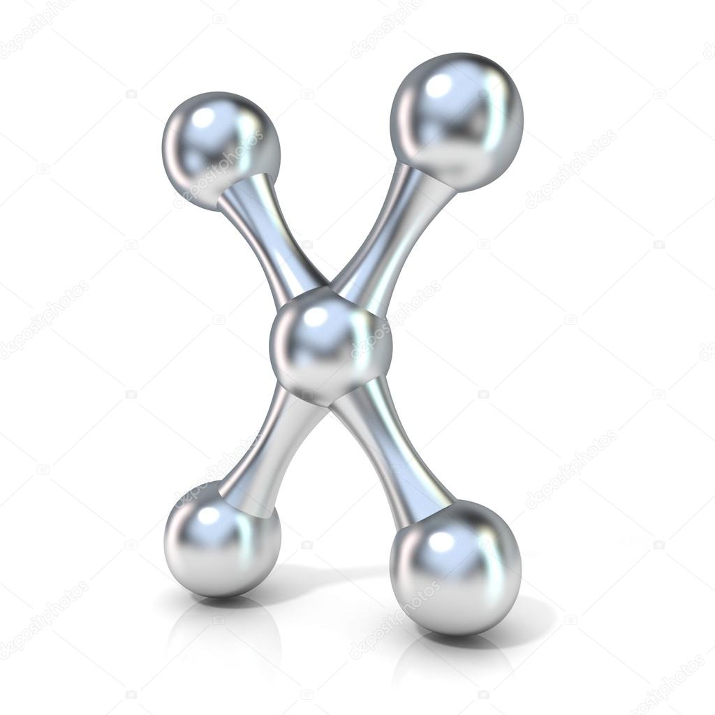Molecular font collection letter - X. 3D render illustration, isolated ...