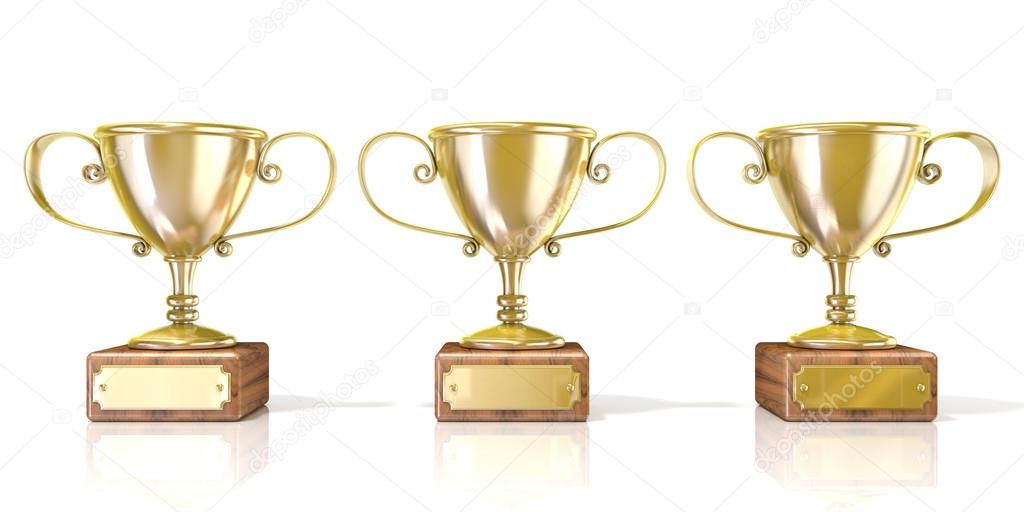 Three golden cup trophies Stock Photo by ©djmilic 76405759