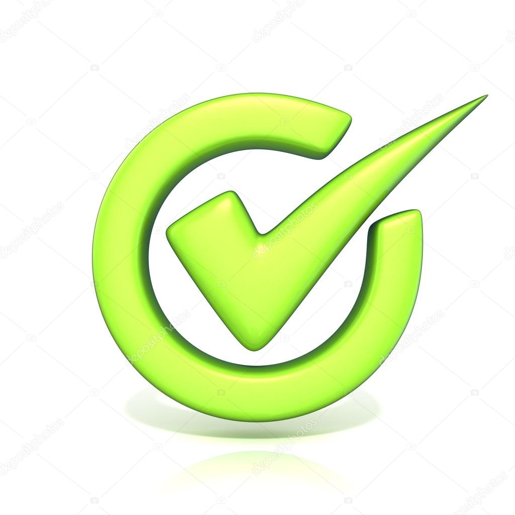 Green correct check mark in circle. 3D render — Stock Photo © djmilic ...