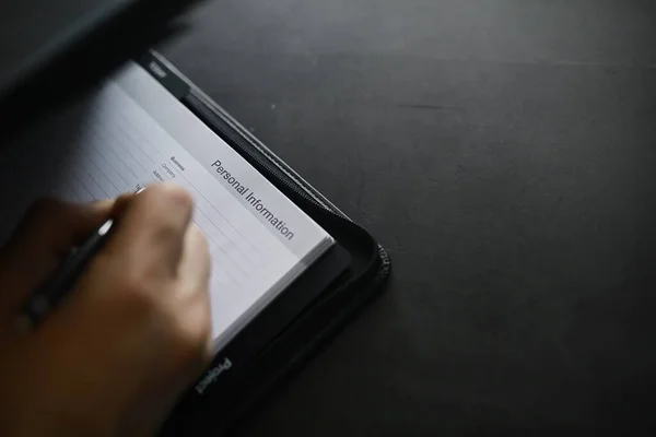 Filling Out Form Personal Information Documents Folder Table Fill ...