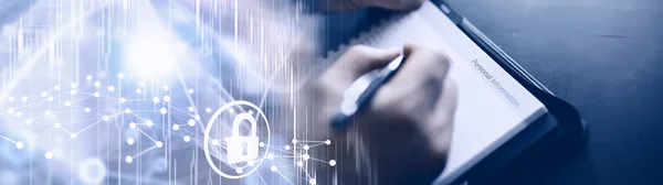 Filling out a form with personal information. Documents in a folder on ...