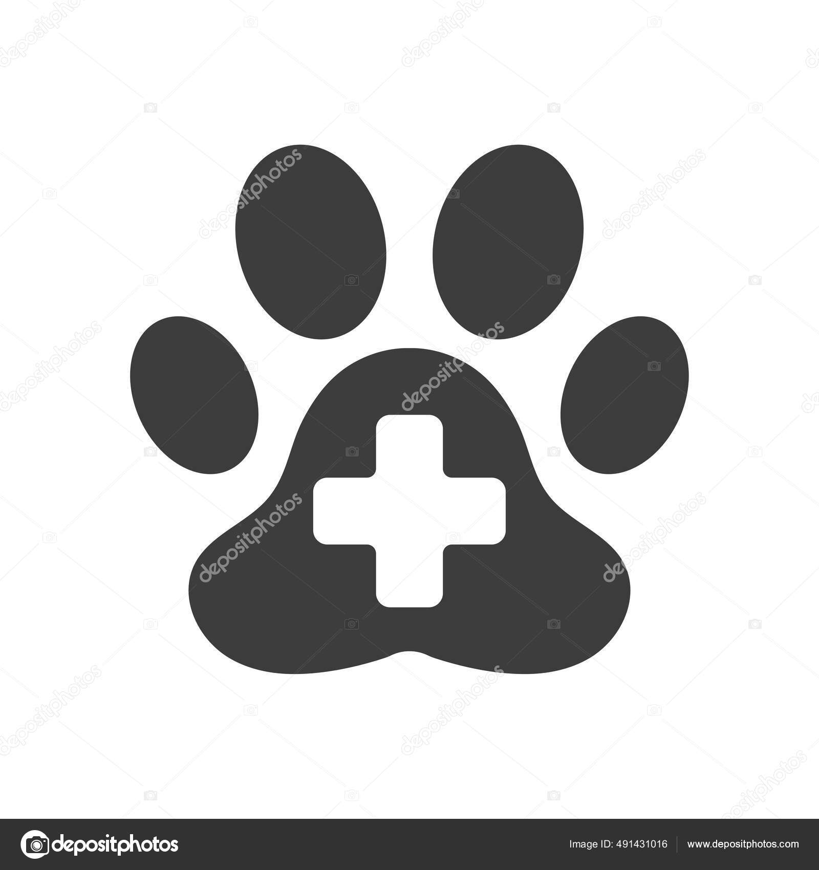 First Aid Badge Pets Dog Cat Paw Print Medical Cross — Stock Photo ...