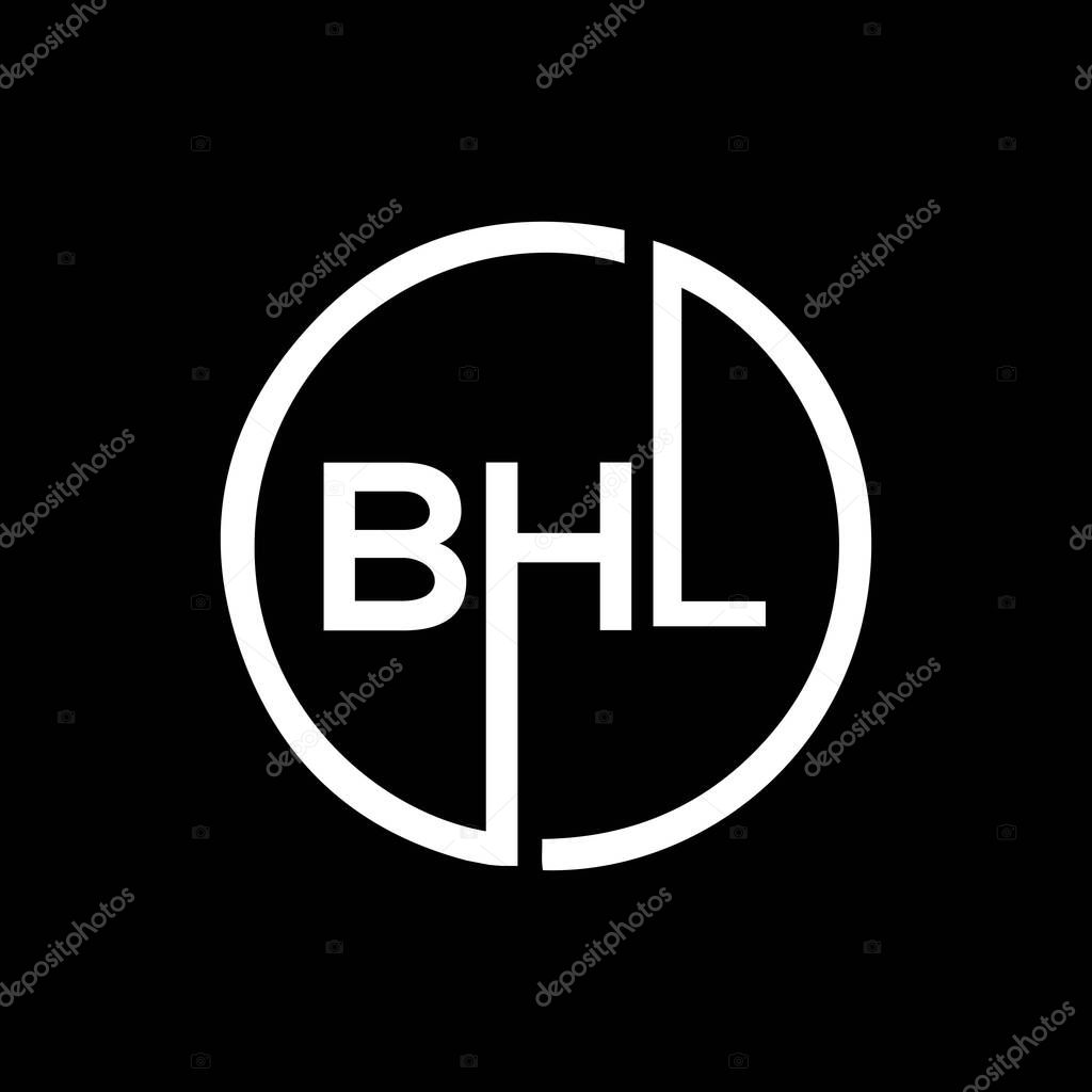 Diseño del logotipo de la letra BHL sobre fondo negro. BHL iniciales ...