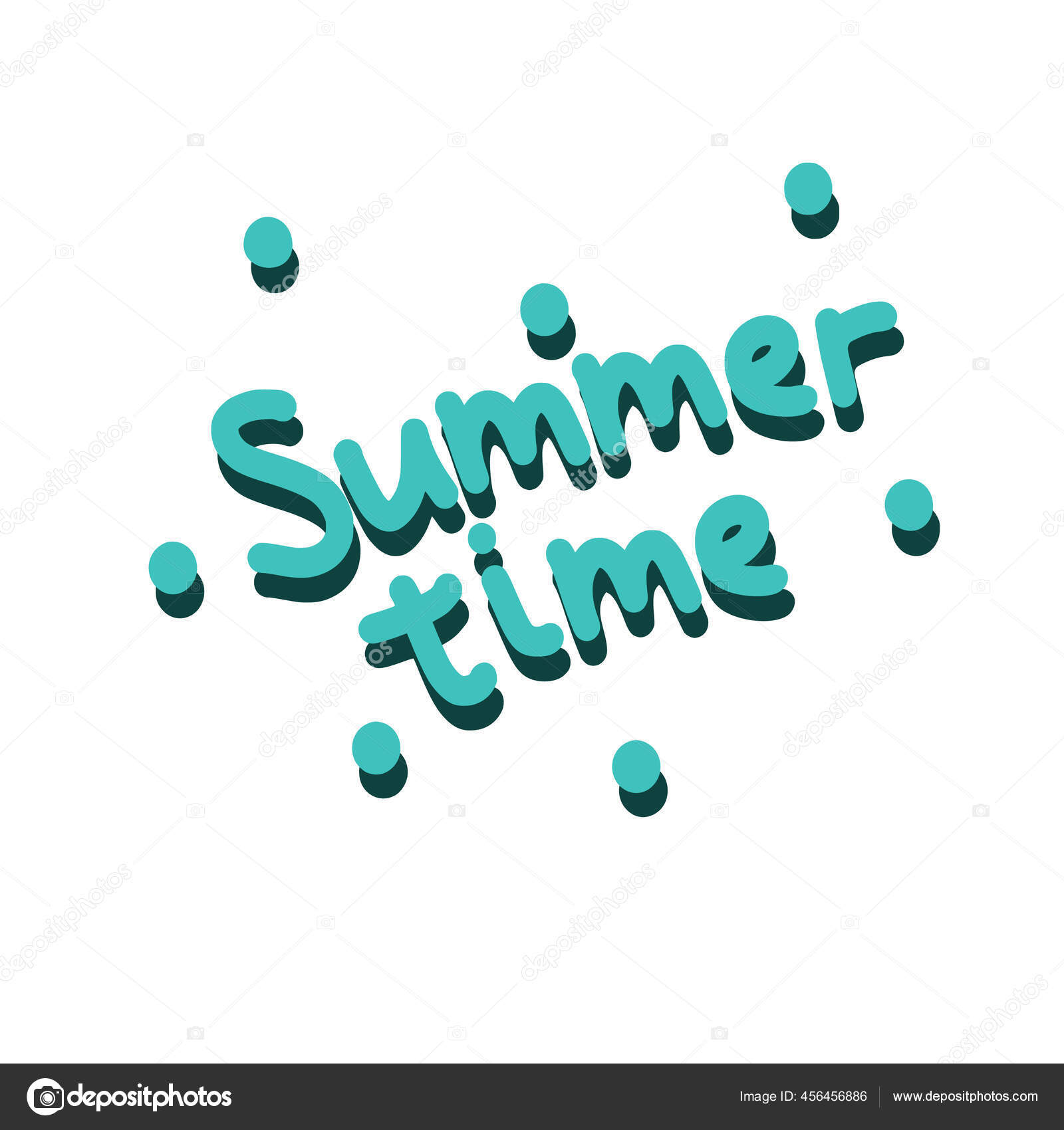 Hand Drawn Lettering Phrase Summer Time Shadow Decorated Dots Drops ...