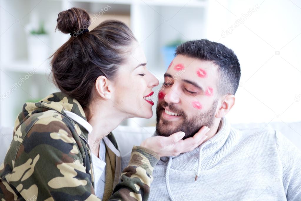 Red Lipstick Kiss On Cheek