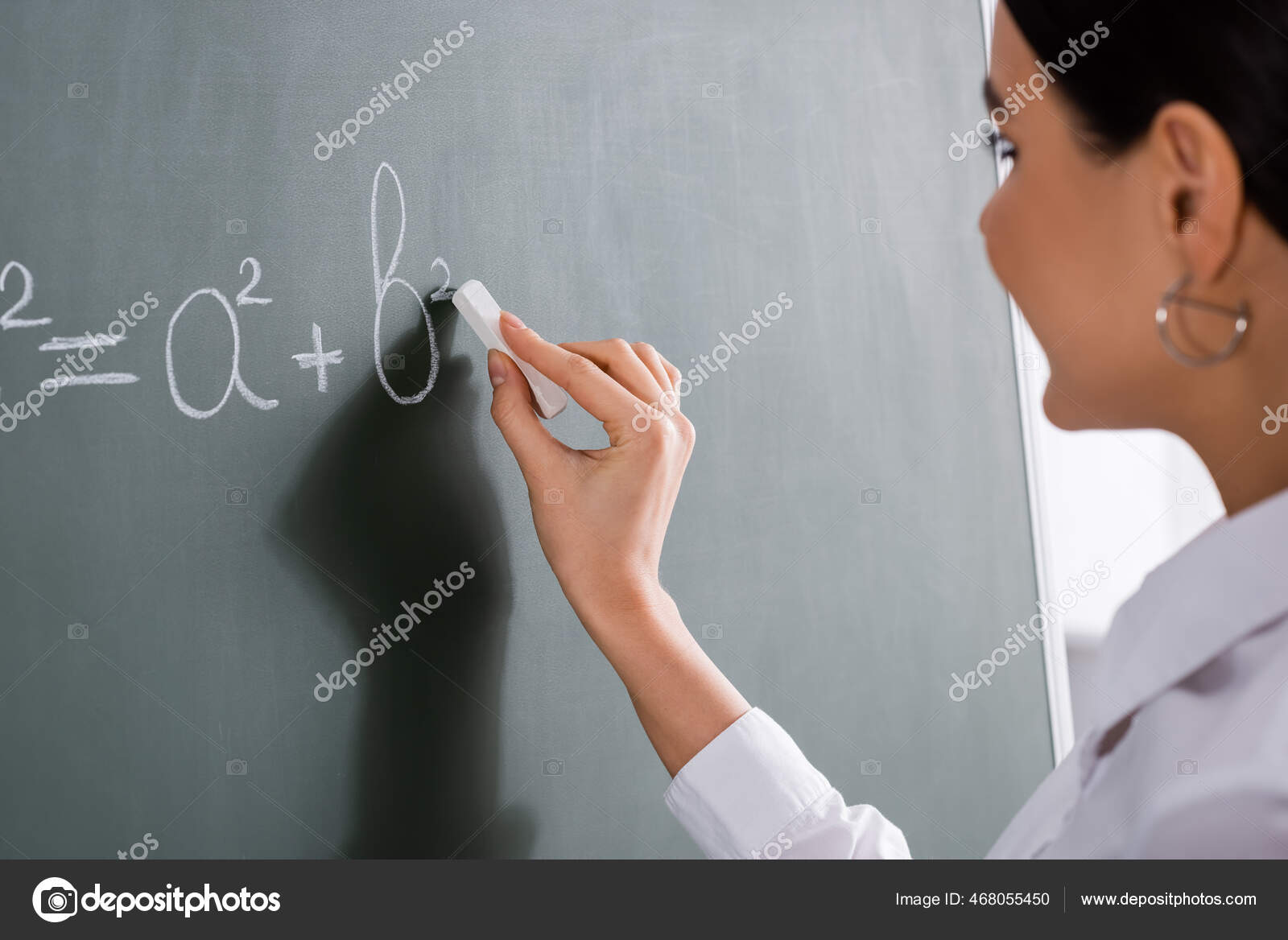 Blurred Teacher Writing Mathematic Formula Chalkboard Stock Photo by ...
