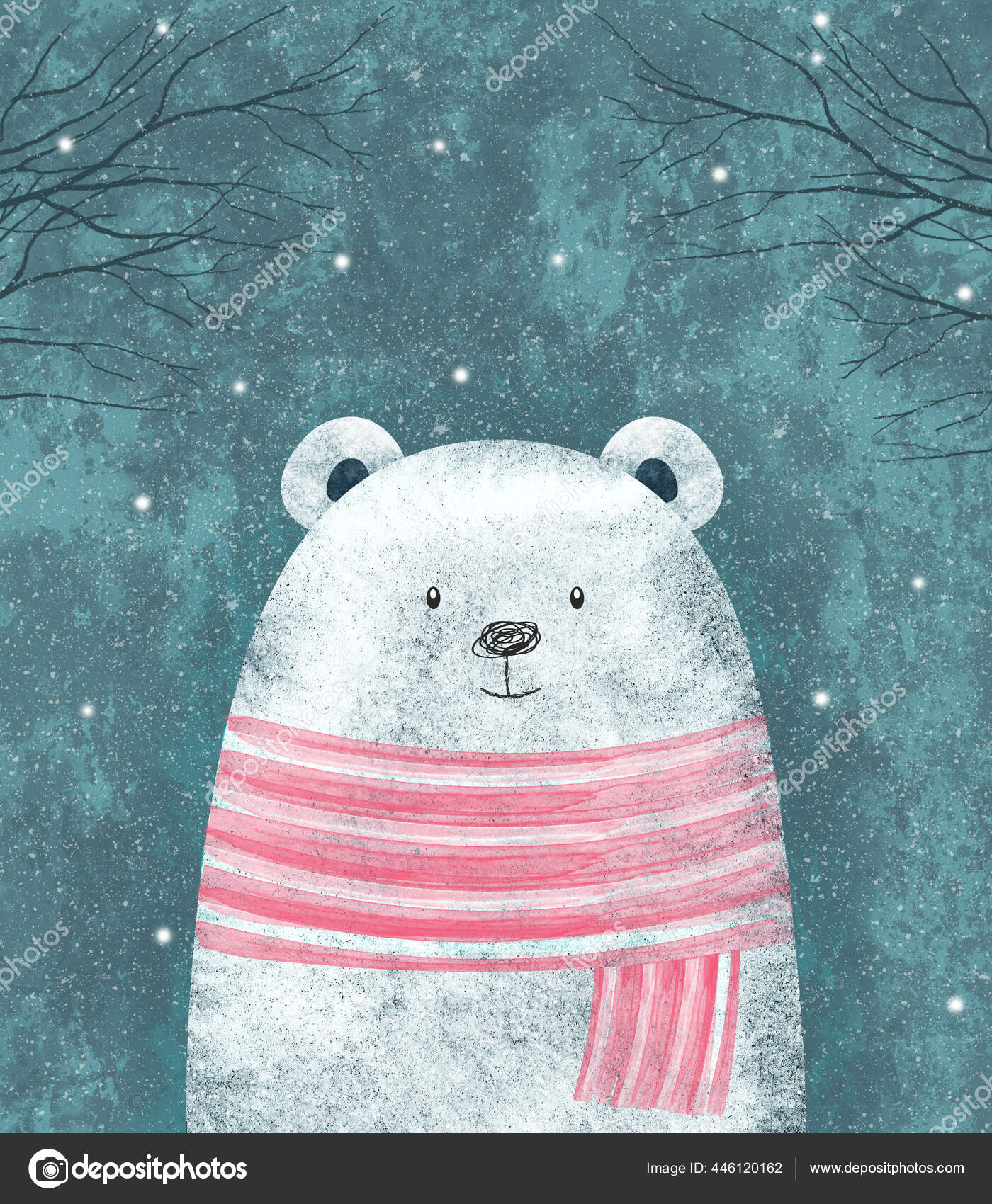 Cute Polar Bear Winter Greeting Card — Stock Photo ...