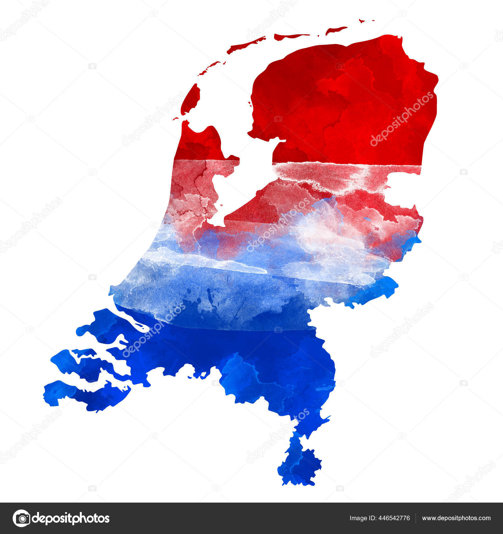 Abstract Watercolor Map Netherlands Flag Colors Stock Illustration by ...