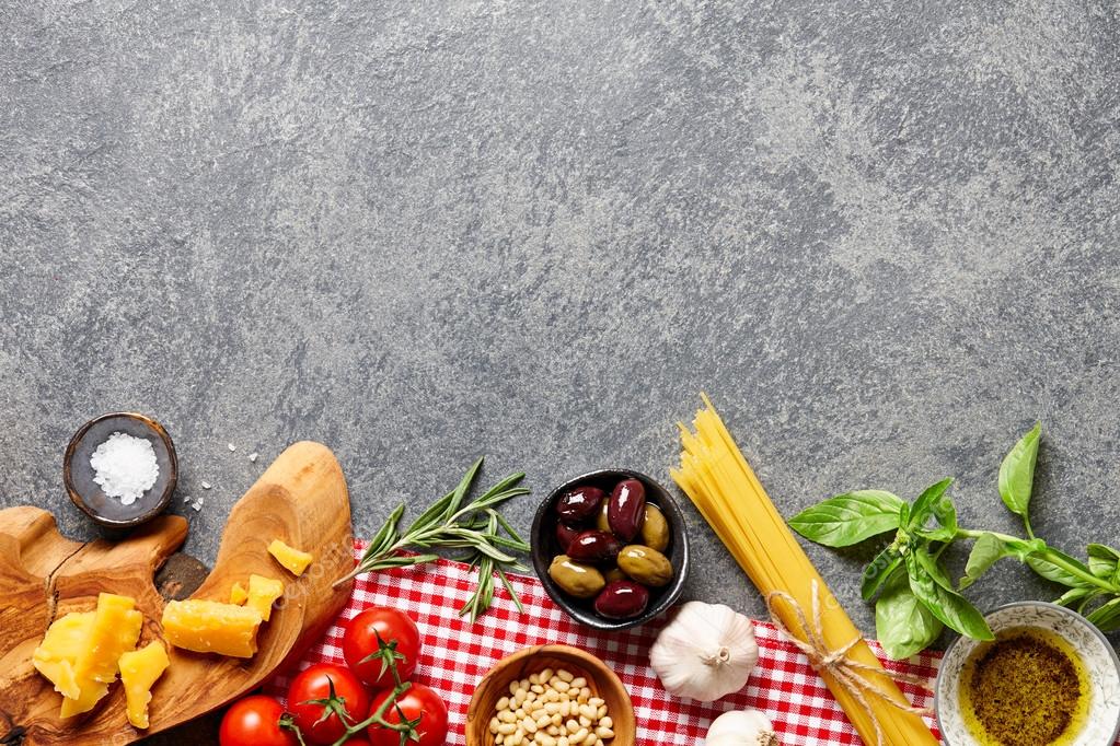 Italian food ingredients on stone background — Stock Photo © kobeza ...