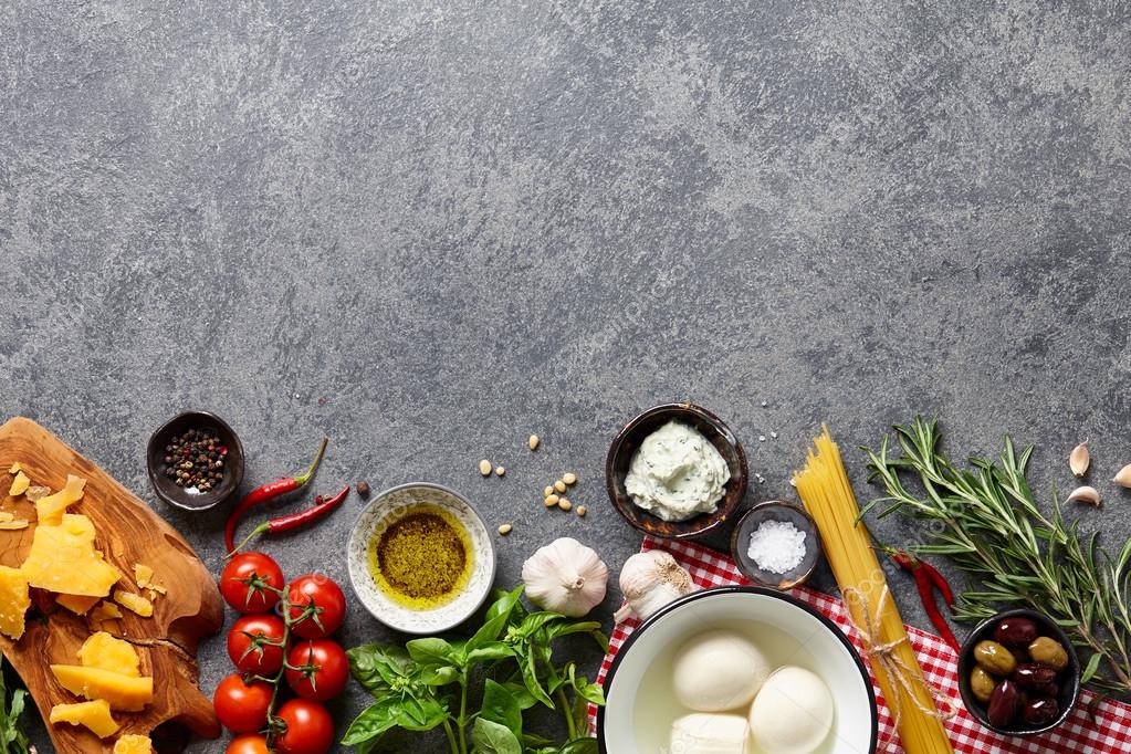 Italian food ingredients on stone background Stock Photo by ©kobeza ...