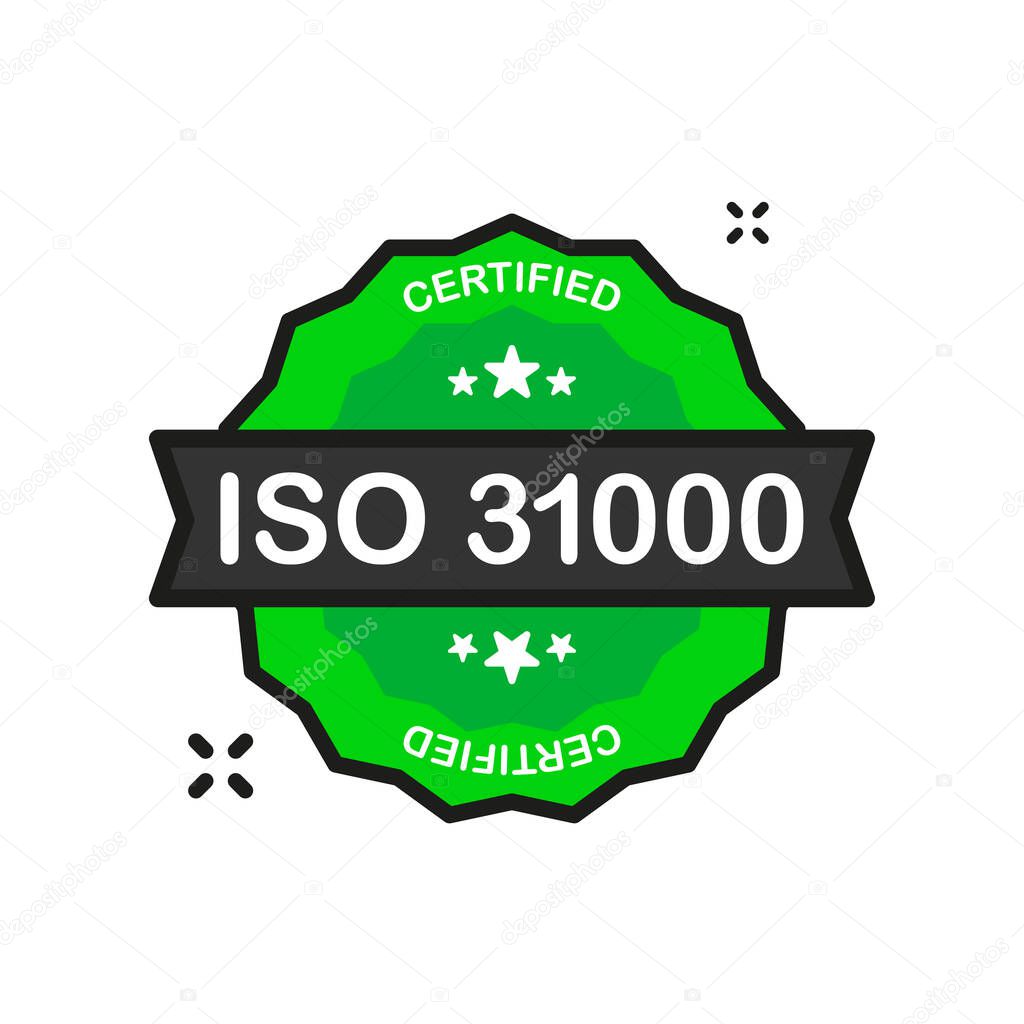 ISO 31000 Insignia certificada Certificación verde Icono de sello en ...
