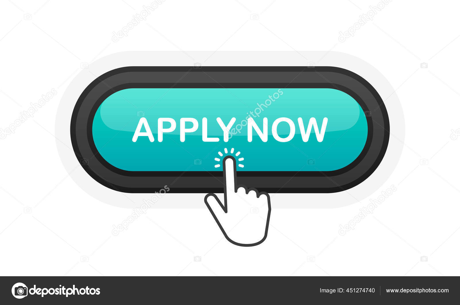 Apply Now Green Realistic Button Isolated White Background Hand Clicked Stock Vector Image by ...