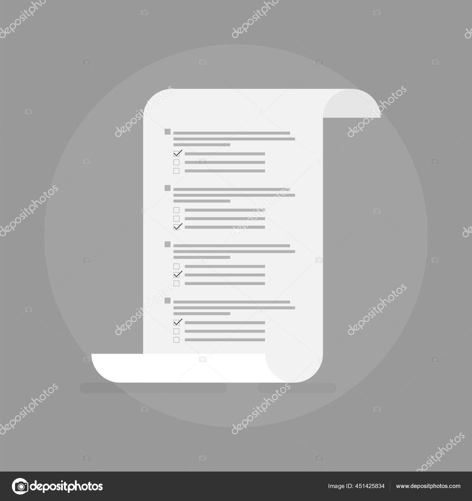Test Sheet Paper Gray Background Vector Illustration Stock Vector Image ...