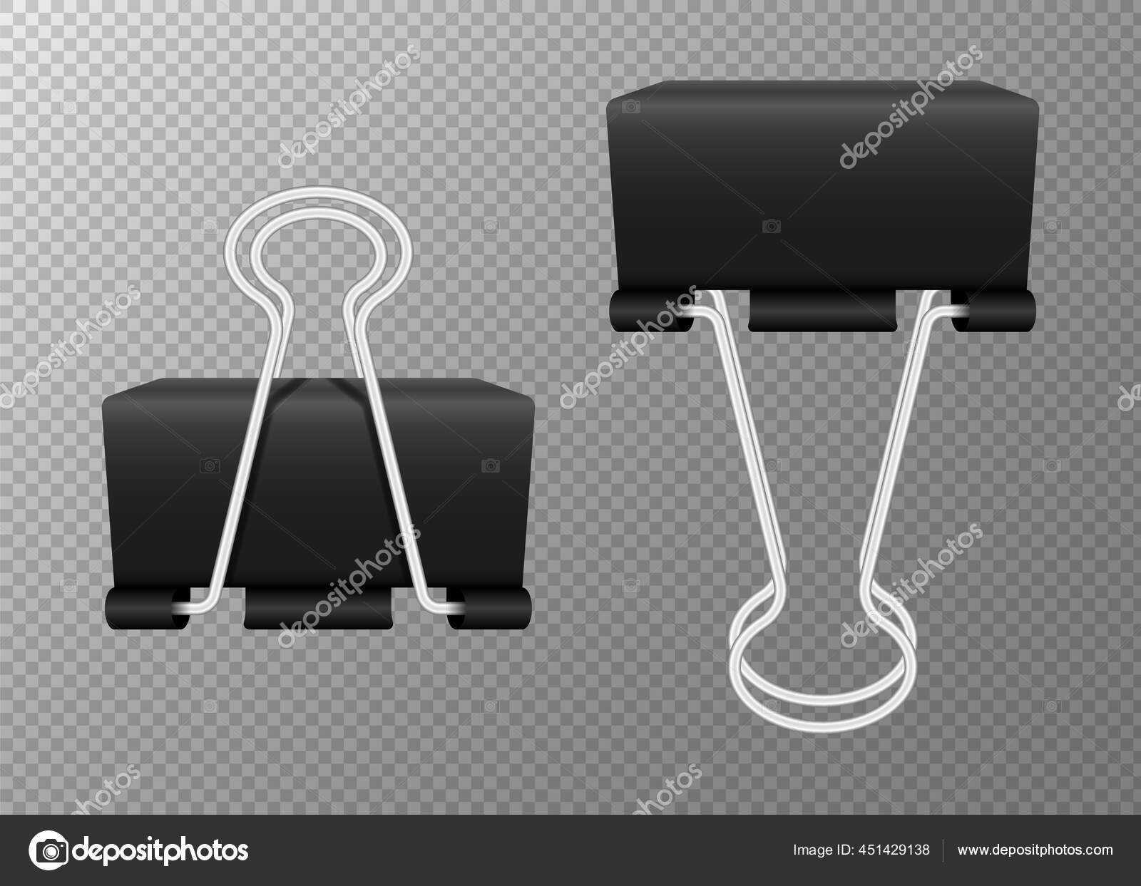 Black Paper Clips Isolated Transparent Background Two Realistic Object ...