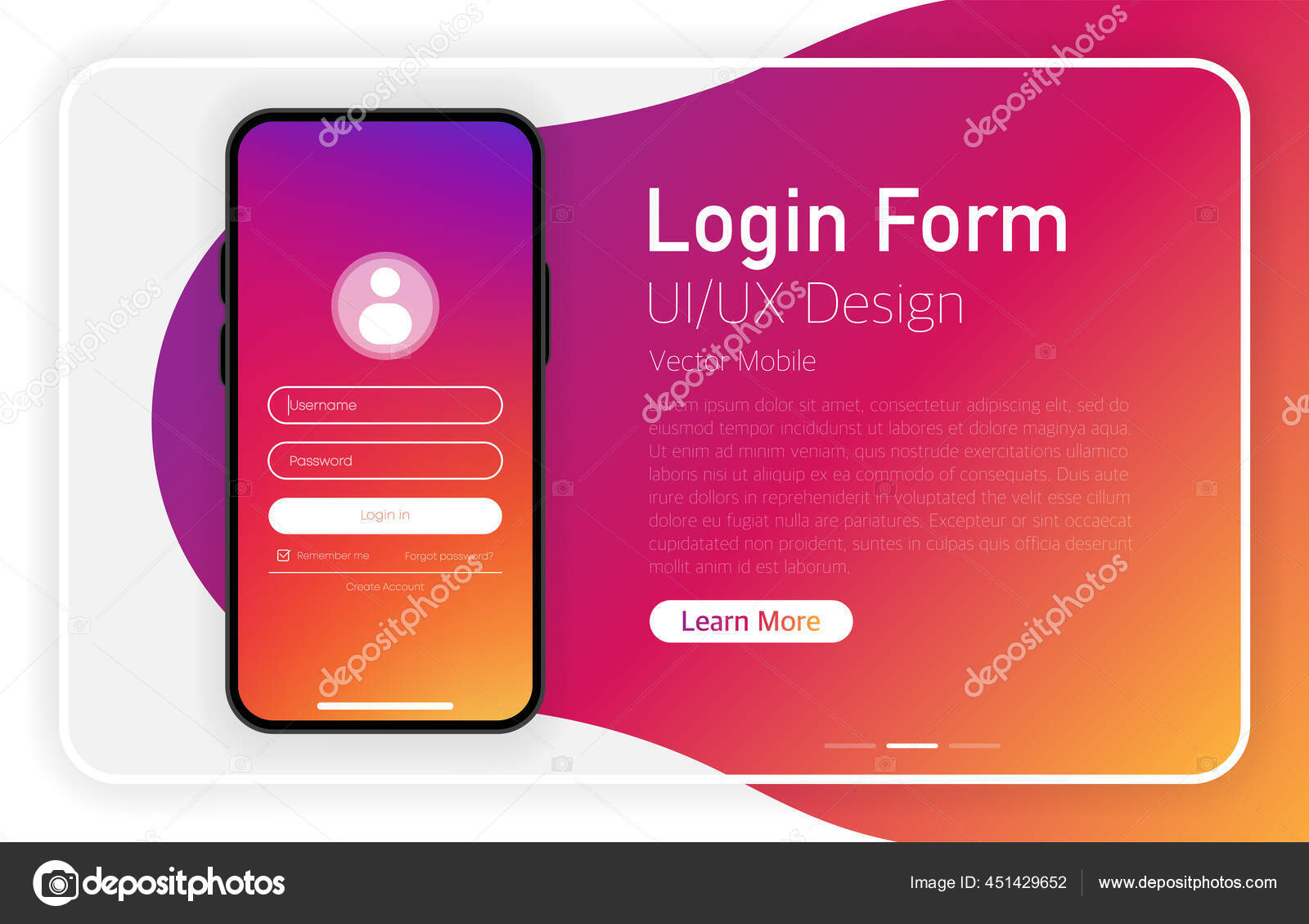 Login Form Smartphone Blank Screen Modern Design Device Mockup Design ...