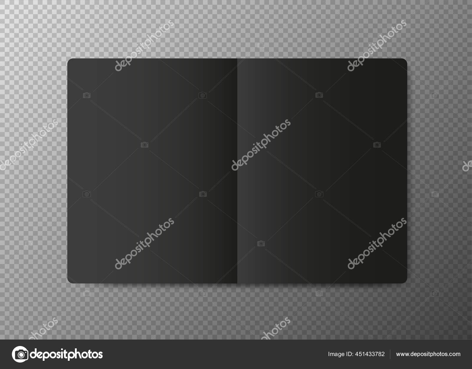 Realistic Blank Black Open Paper Template Transparent Background ...