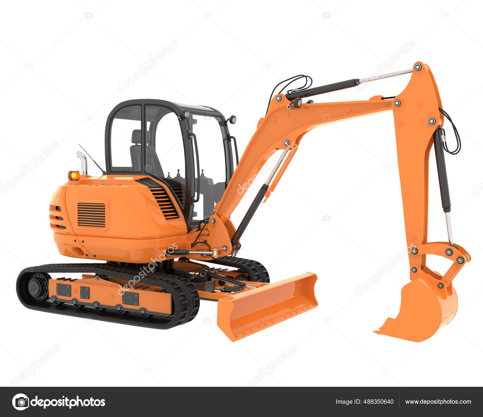 Compact Excavator Isolated Background Rendering Illustration Stock ...