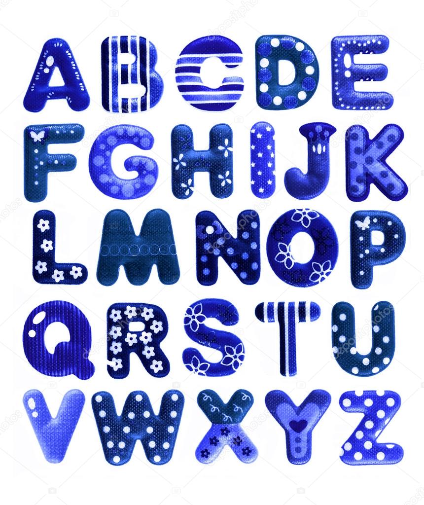 English dark blue alphabet isolated on white background ⬇ Stock Photo ...