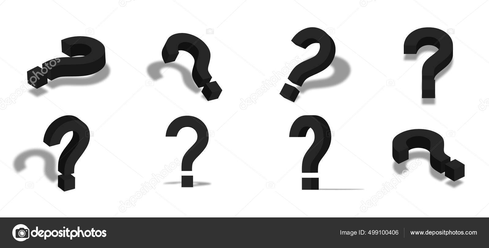 Black Question Mark Icon Illustration Different Views Angles Stock ...