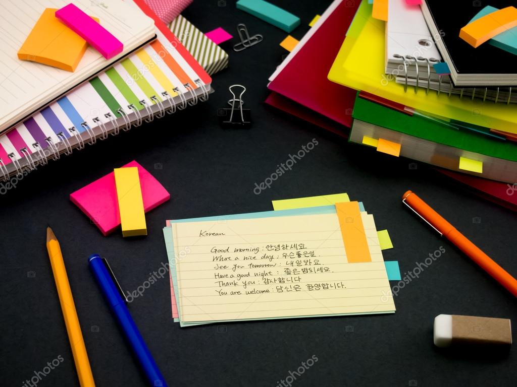 Learning New Language Writing Words Many Times on the Notebook; — Stock ...