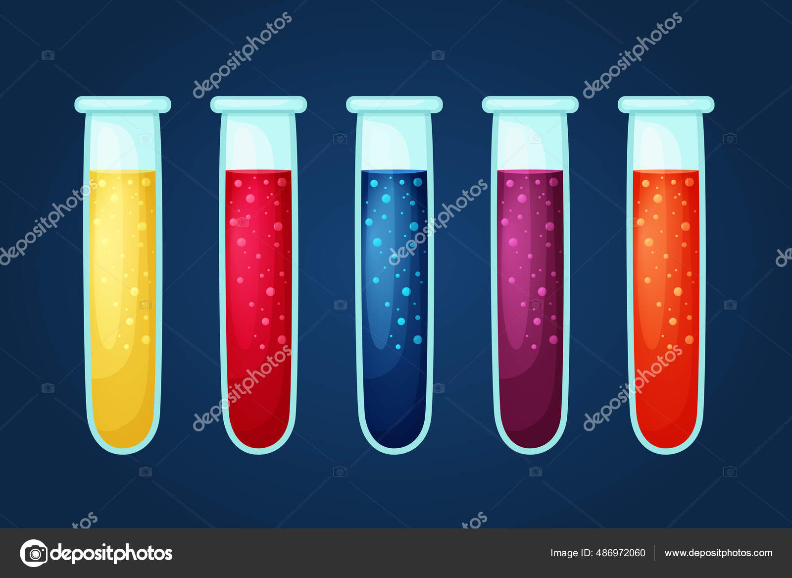 Chemical Flasks Substance Dark Background Set Flasks Potion Cartoon ...