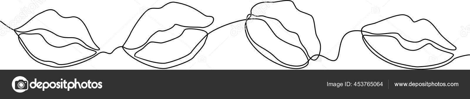 One line lips isolated on white. Continuous line female lips, vector ...