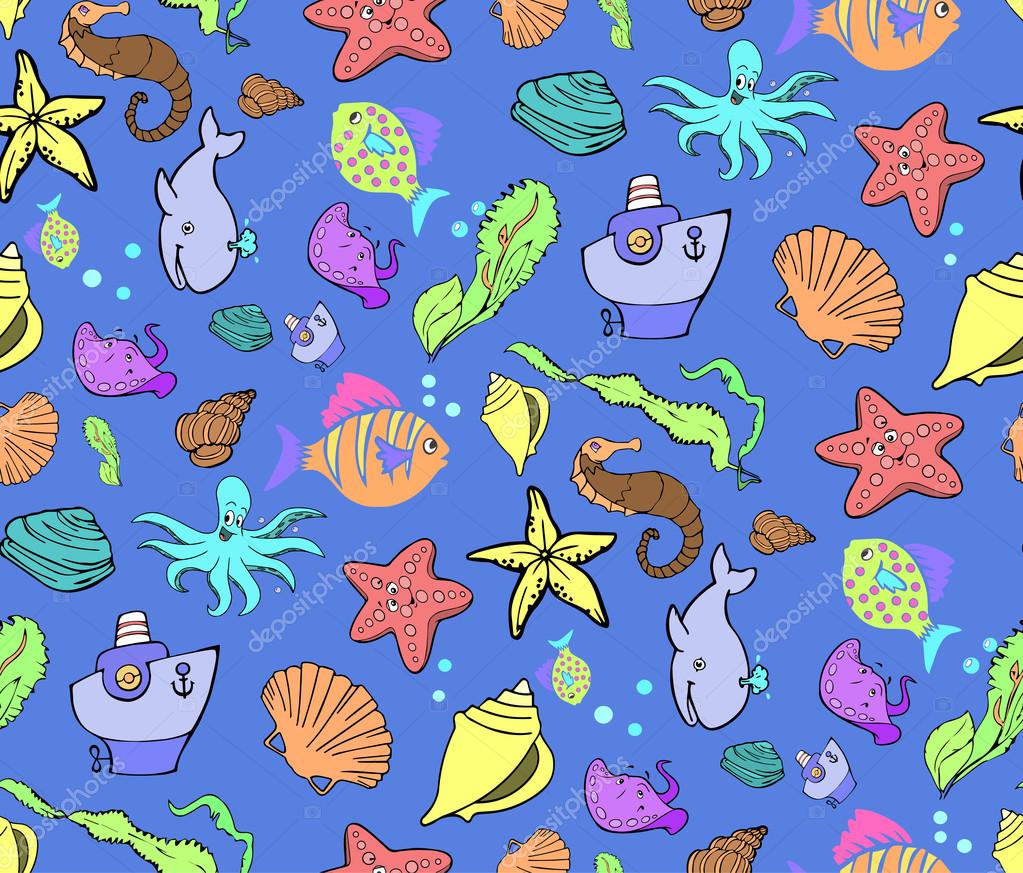Undersea world. Seamless pattern Stock Vector by ©Dechik 86727438