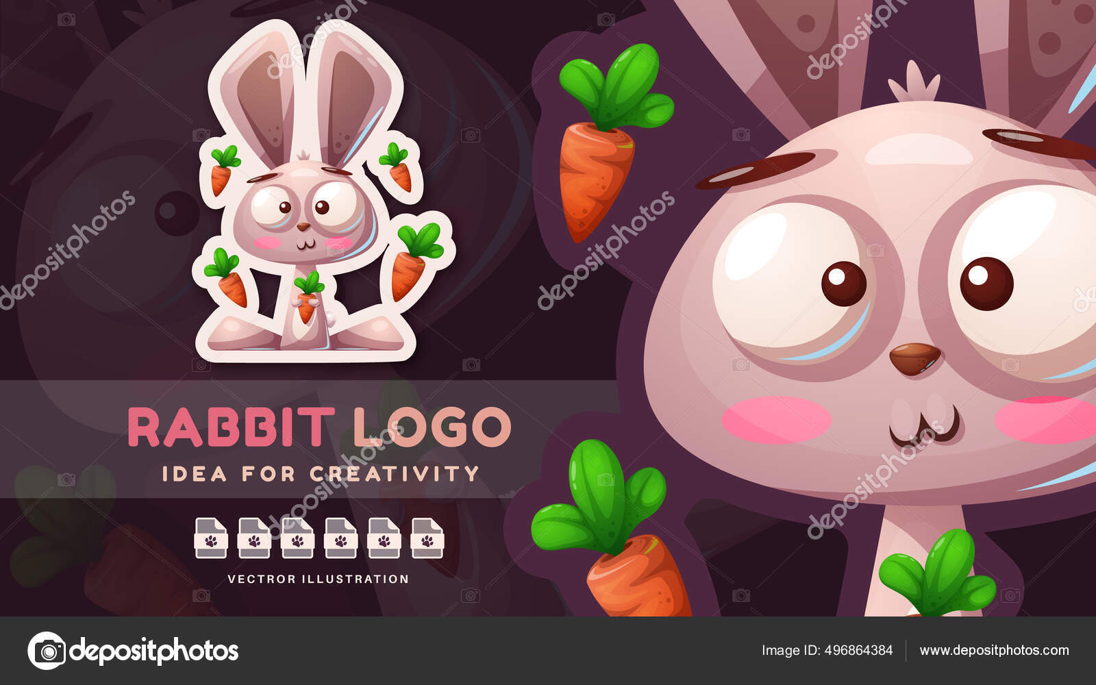 Cartoon character funny animal rabbit - cute sticker Stock Vector by ...