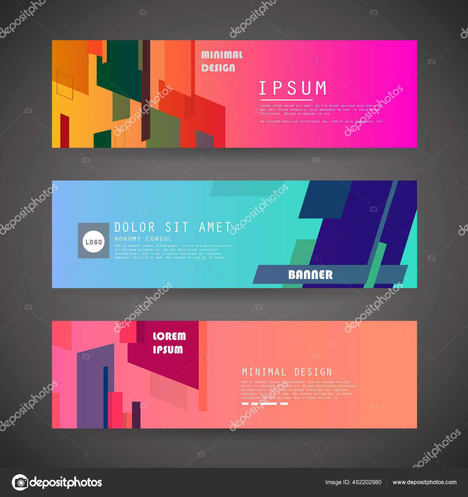 Vector Horizontal Banner Template Abstract Design Stock Vector by ...
