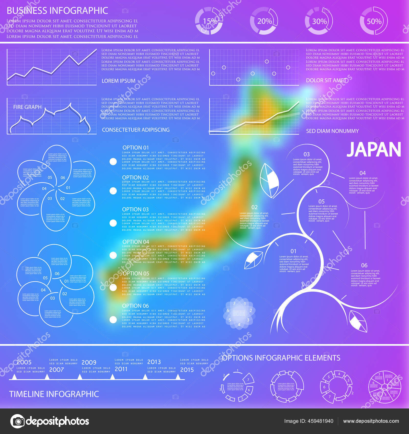 Japan Infographics Business Data Visualization Blurred Stock Vector by ...