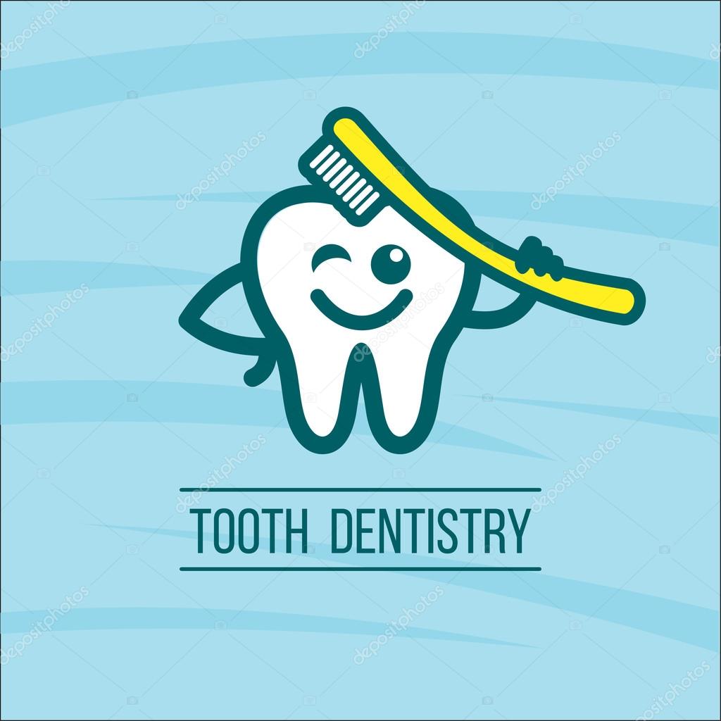 Dentist tooth and toothbrush. Vector logo of the dental clinic. Stock ...