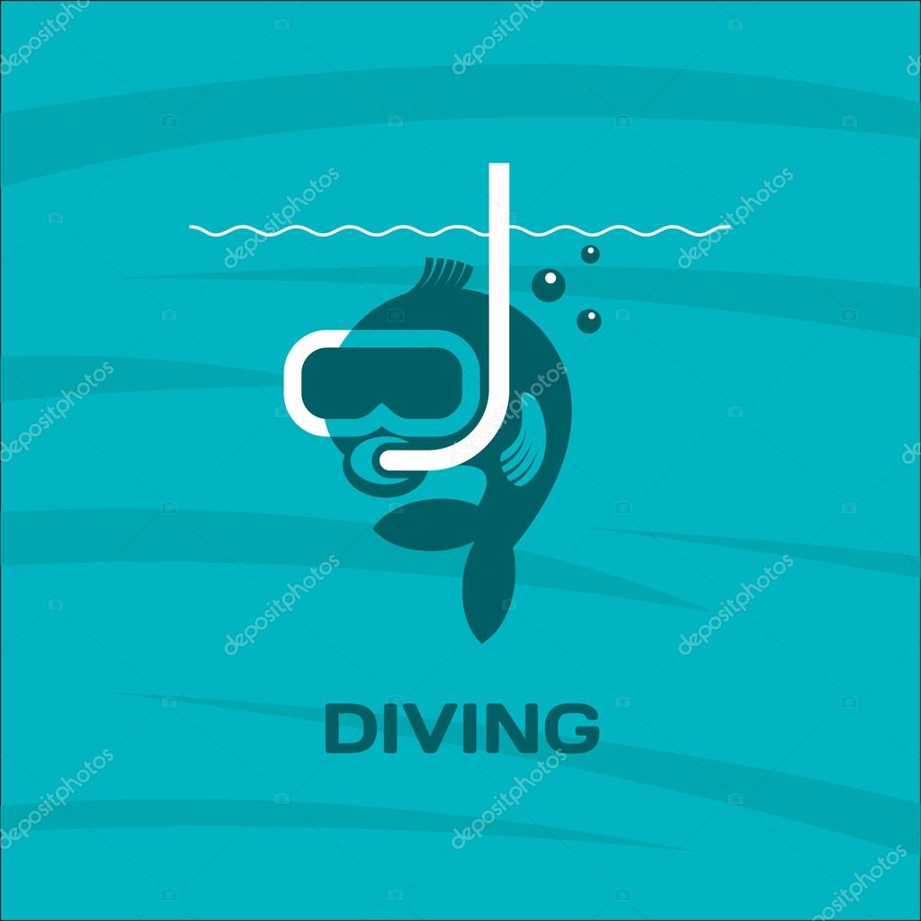 Diving. FisDiving. Fish diver mask with snorkel. Vector logo. 2 Stock ...