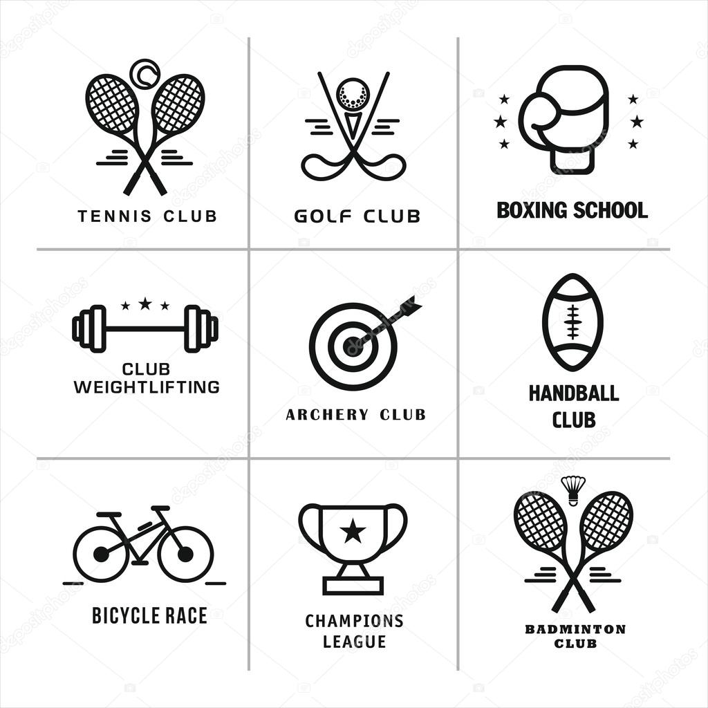 Deporte. Logos vectoriales, logotipos de diferentes deportes. 2024