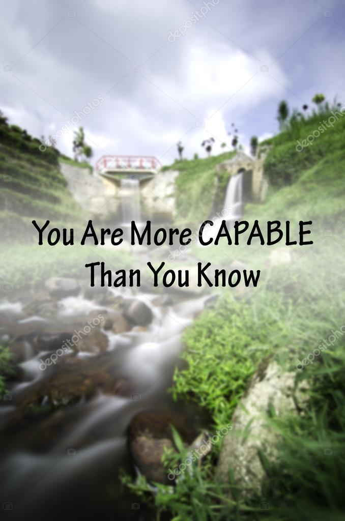 Inspiring word you are more capable than you know over bl — Stock Photo ...