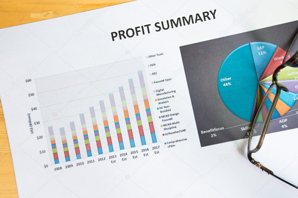 Financial accounting of profit summary graphs analysis — Stock Photo © ScofieldZa #104184698