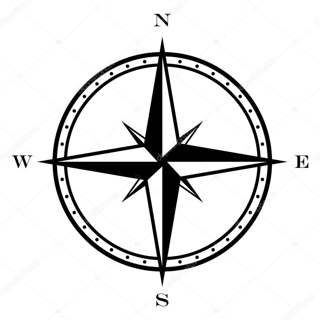 Compass Rose Black And White Vector