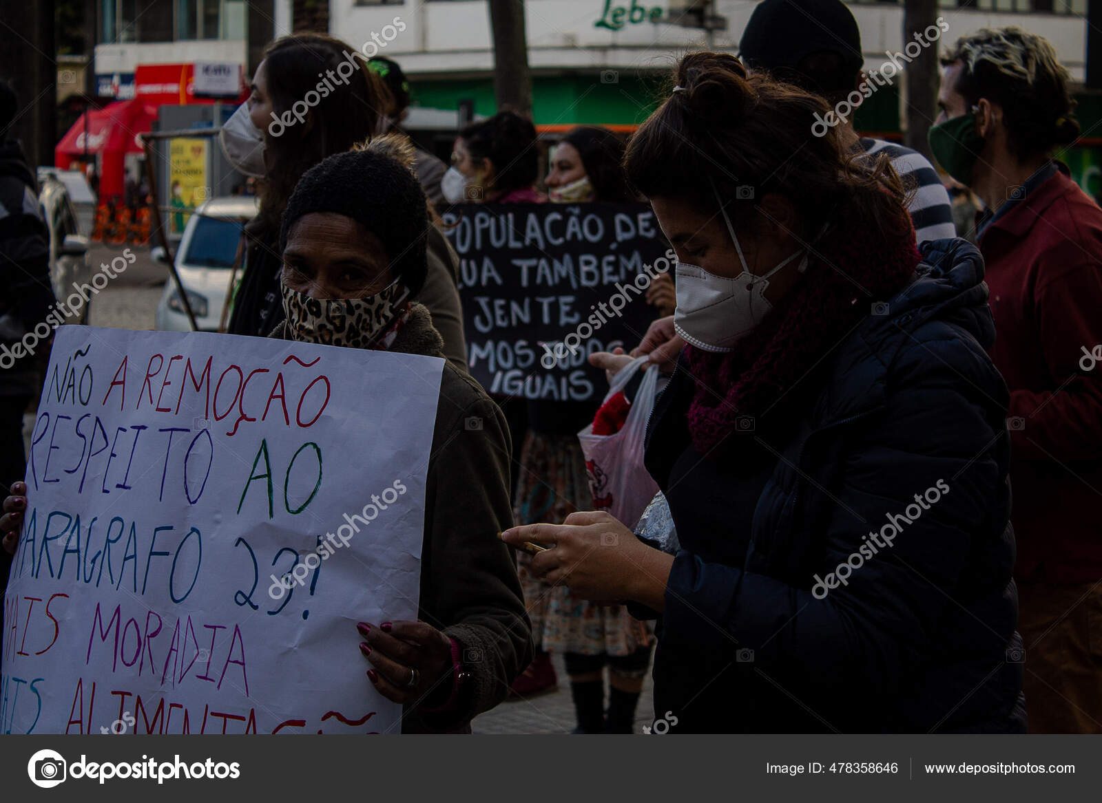 Homeless People Protest Porto Alegre Asking More Spaces Shelters June ...