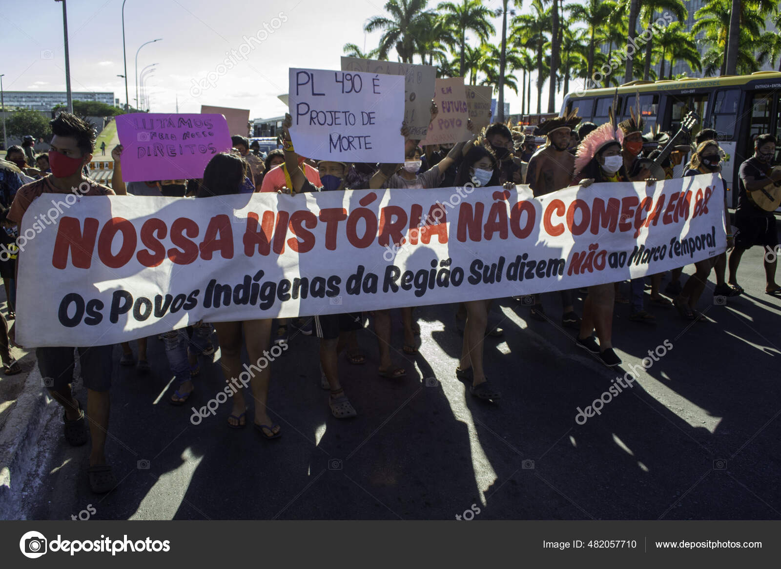 Indigenous People Different Ethnicities Protest Brasilia June 2021 ...