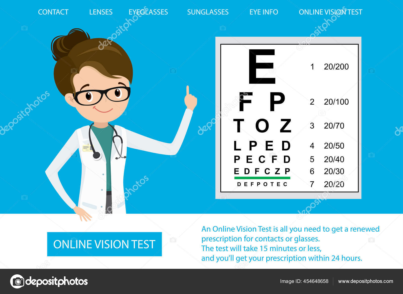 Medical Eye Diagnostic Online Vision Test Web Page Template Doctor ...