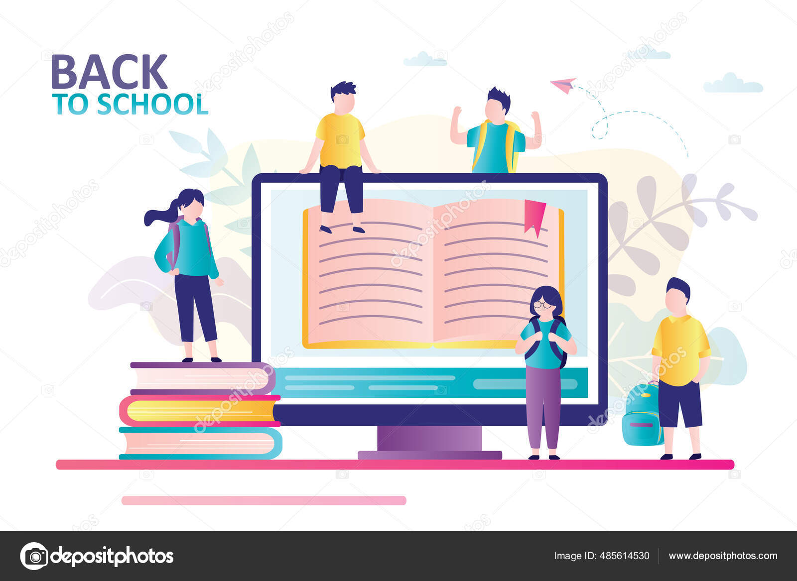 Online Education Background Learning Studying Back School Classmates ...