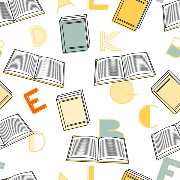 Seamless outline books pattern. Vector Monochrome texture. Vector ...