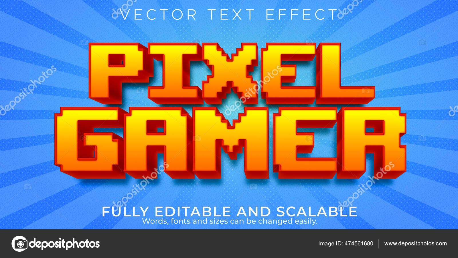 Pixel Gamer Text Effect Editable Retro Arcade Text Style Stock Vector ...