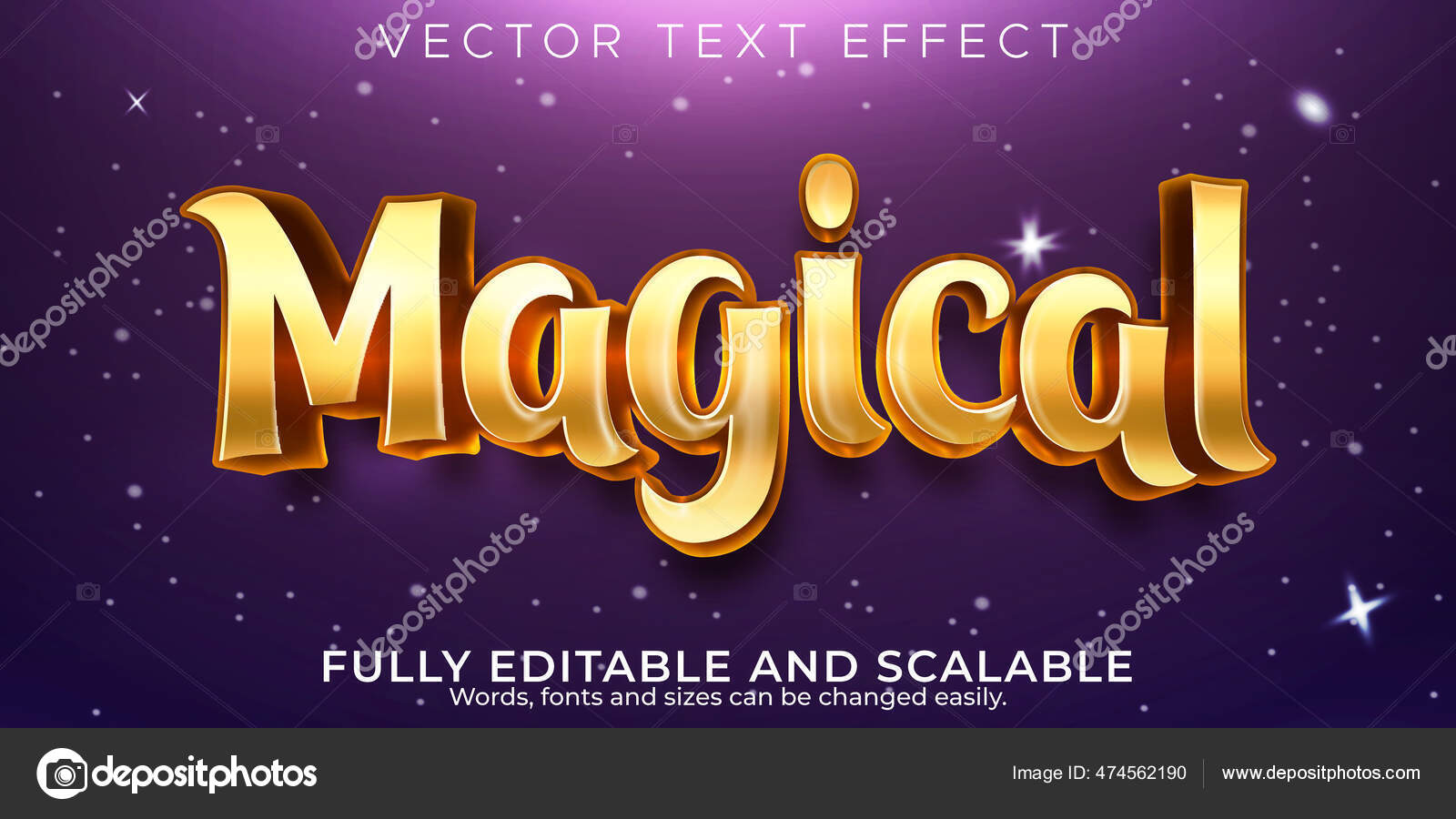 Magical Golden Text Effect Editable Fairy Tale Text Style Stock Vector ...