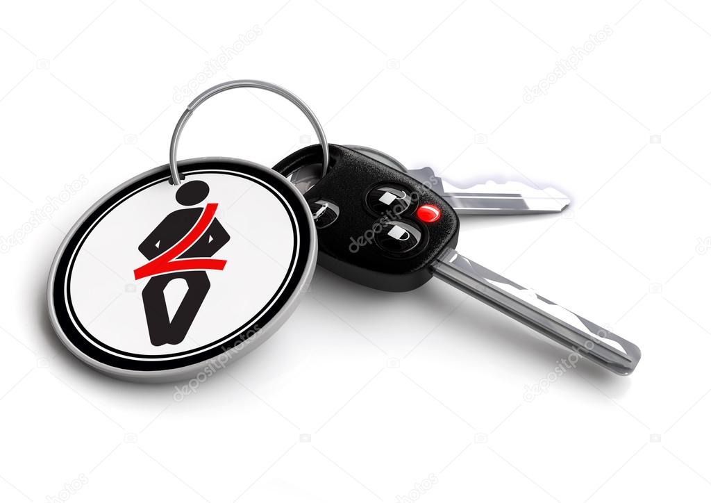 Car keys with safe driving icons as keyrings Stock Photo by ...