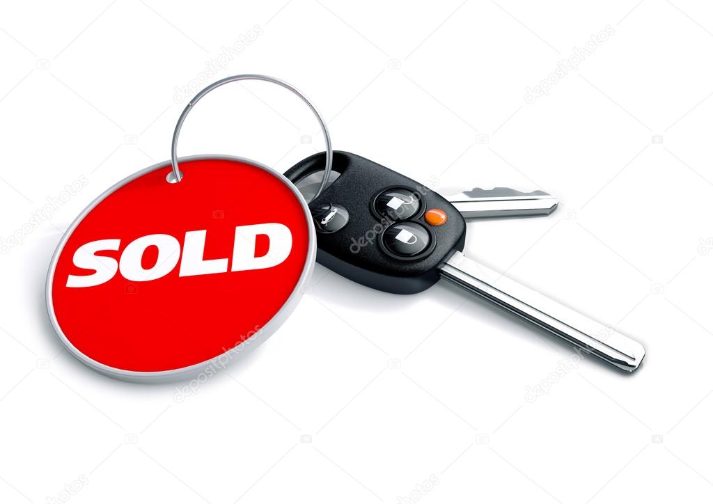 Car keys with keyring and Car Sold — Stock Photo © crashtackle #74101707