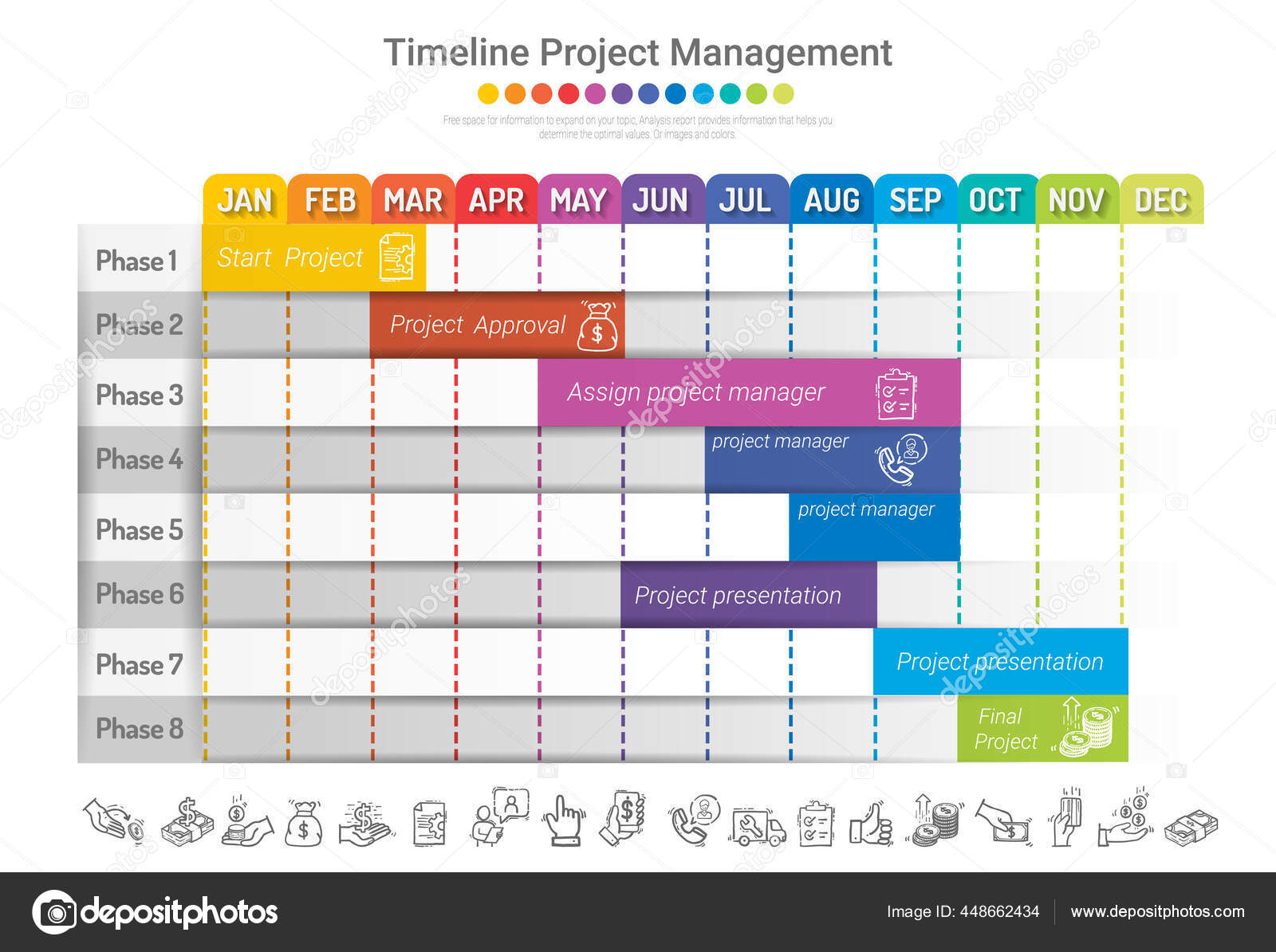 Project Timeline Graph Months Year All Month Planner Design ...