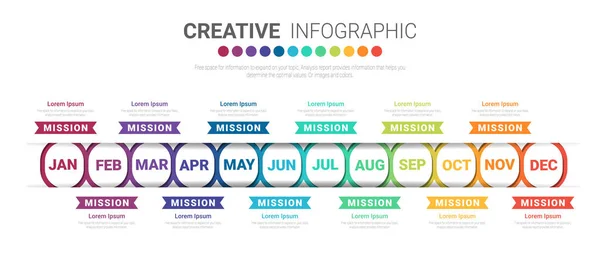 Timeline Year Months Infographics All Month Planner Design Presentation ...