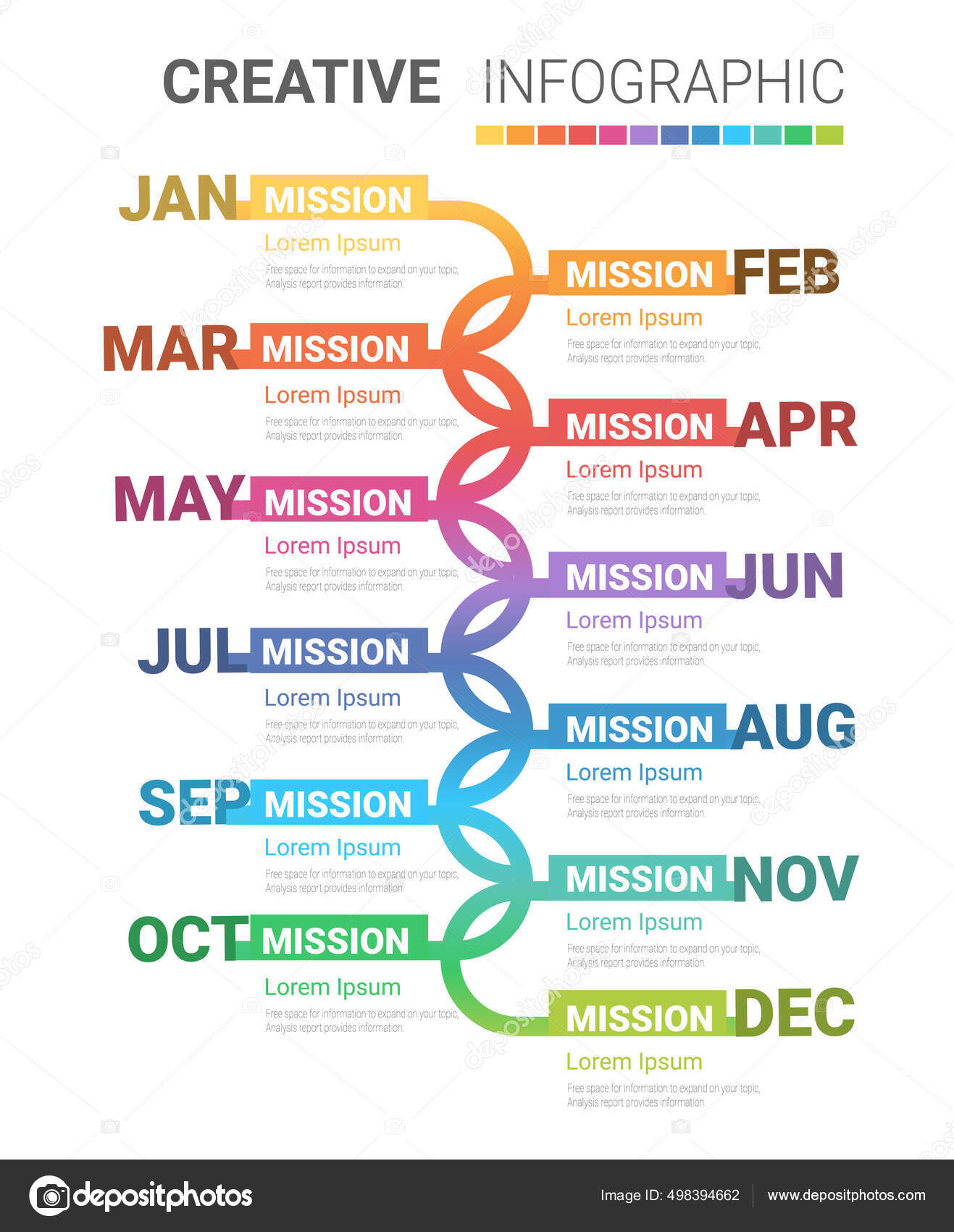 Year Planner Months Year Timeline Infographics Design Vector ...