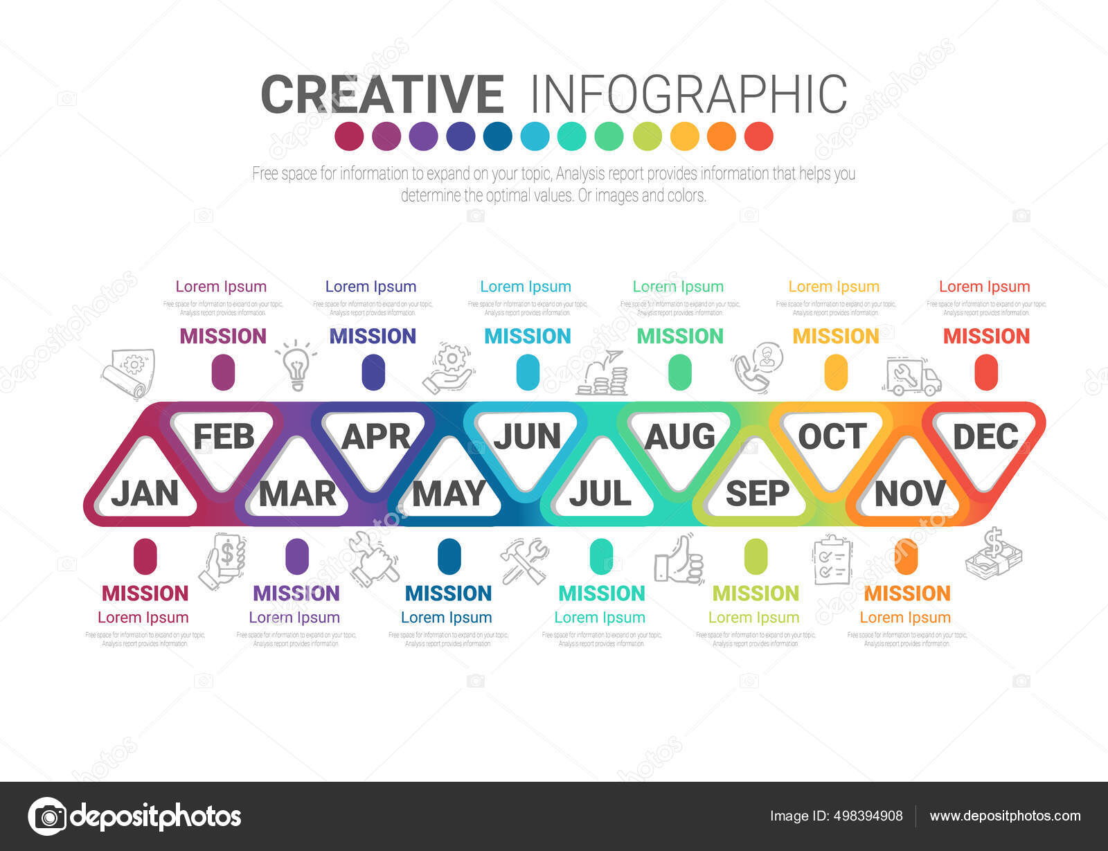 Timeline Year Months Infographics All Month Planner Design Presentation ...