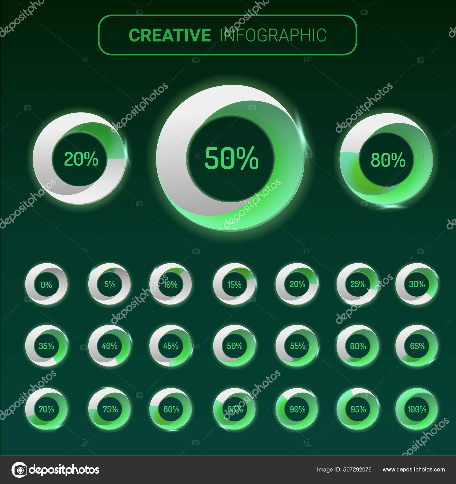 Set Circle Percentage Diagrams 100 Ready Use Web Design User Stock ...